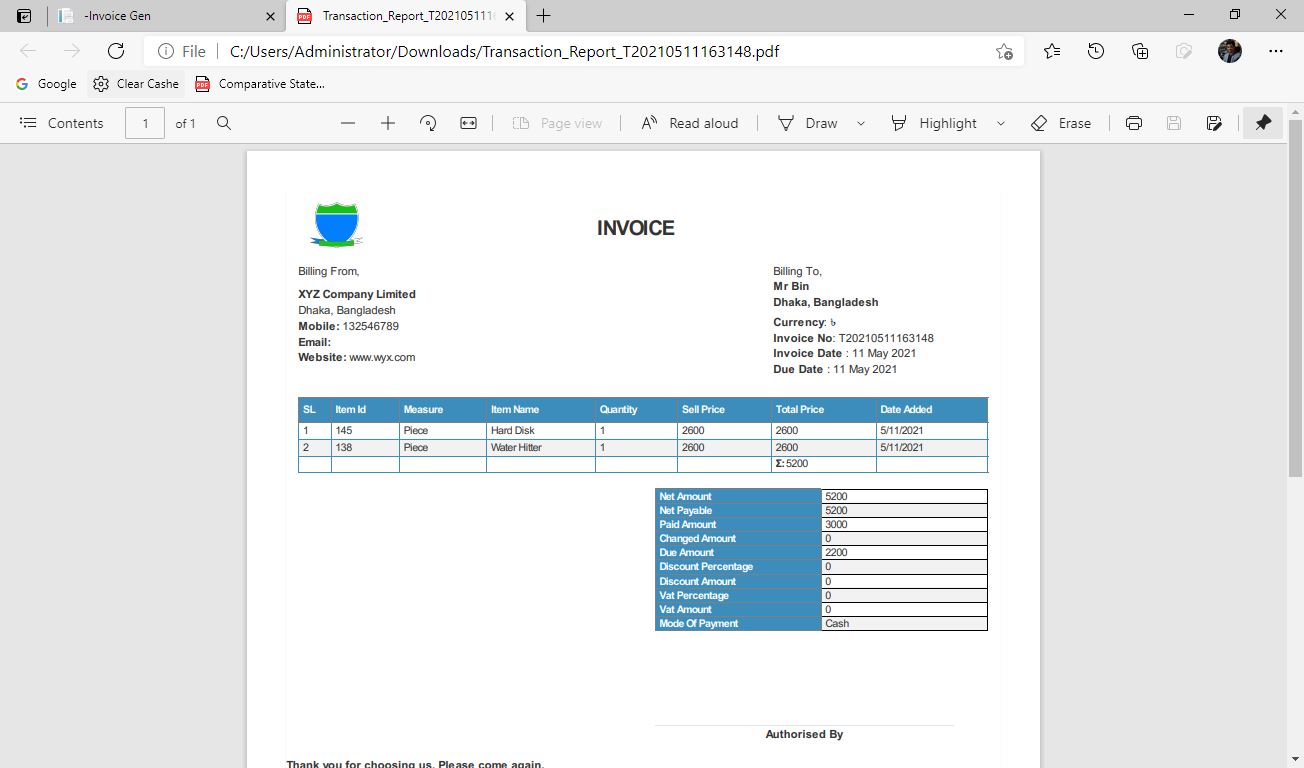 Invoice Generation and Management | ASP.NET Core | EF | MSSQL by shaheddev